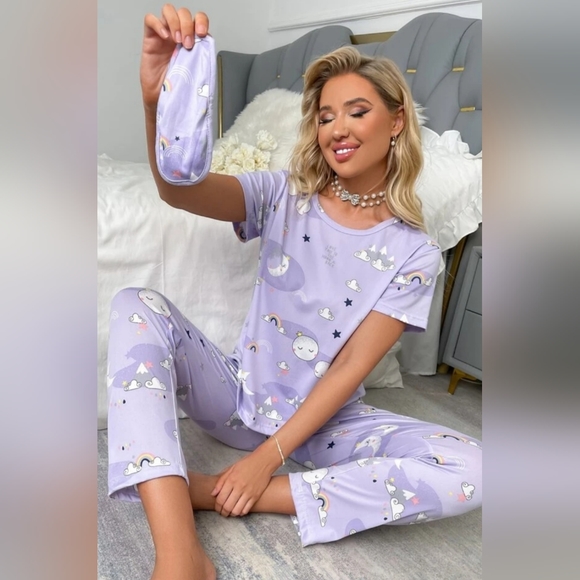 Intimates & Sleepwear | New Lilac Purple Teen Galaxy Cartoon Short ...